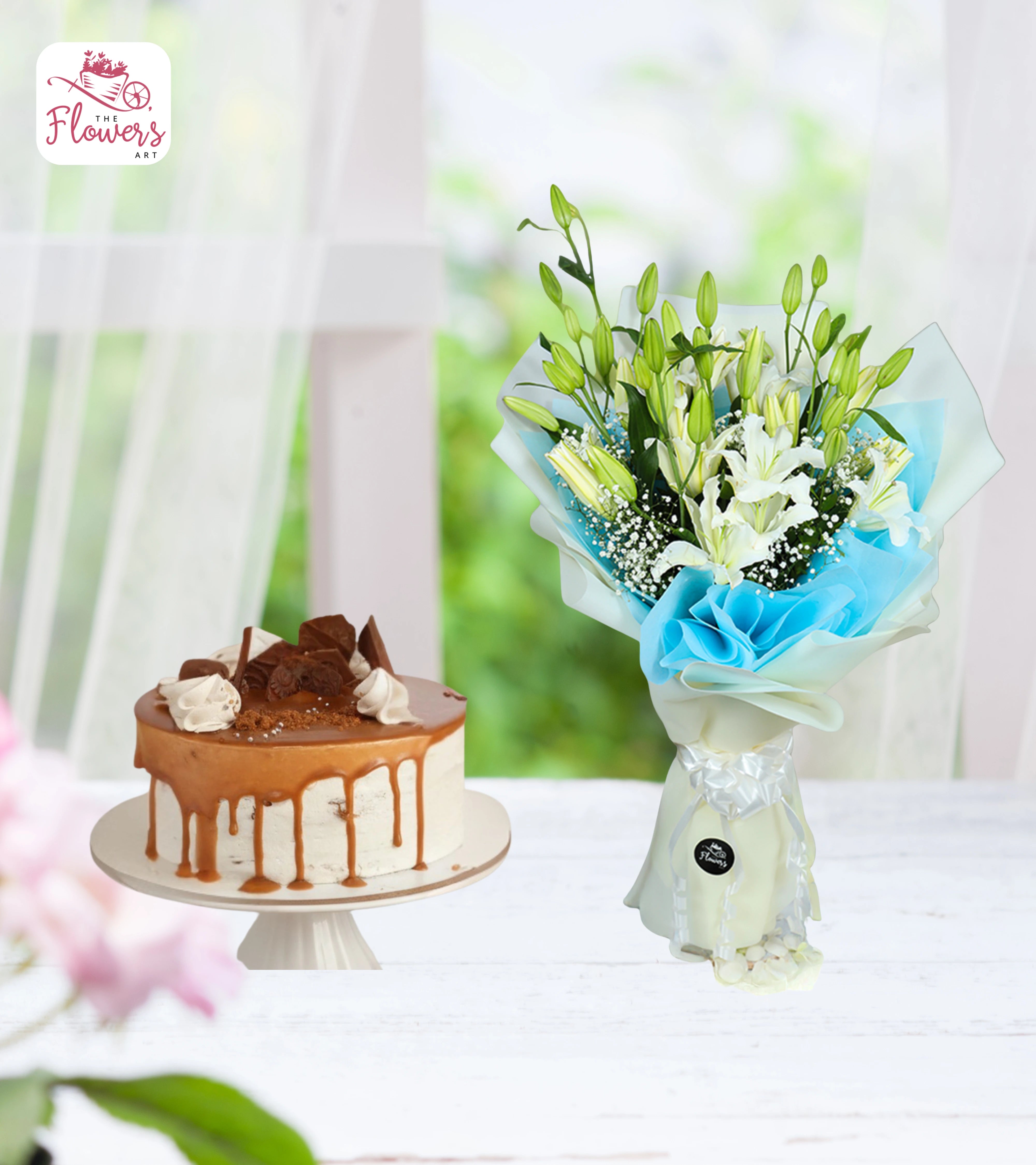 Serenity Blooms & Lotus Biscoff Cake – The Flowers Art